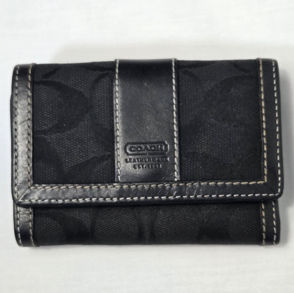 Coach | Bags | Coach Tri Fold Signature Jacquard Credit Card Wallet ...
